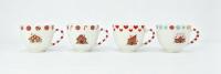 China Set of 4 Candy Cane Handle Gingerbread House Ceramic Mugs, Assorted Festive Holiday Gingerbread Coffee Cups for Christmas Gift for sale