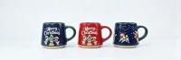 China Set of 3 Cute Christmas Pug Dog Mugs, Red & Navy Blue Holiday Pug Coffee Cups with Merry Christmas Print, Xmas Gift Mugs for Dog Lovers for sale
