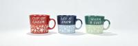 China 3 Pack Two-Tone Winter Ceramic Mugs, Cup of Cheer, Let It Snow, Warm & Cozy Floral Coffee Cups Christmas Gift Set for sale