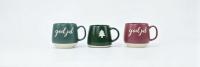 China 3 Pack Vintage Farm Duck Christmas Ceramic Mugs, Grid Bow Red Car Xmas Cups with Gold Rim & Gold Handle Holiday Drinkware Set for sale