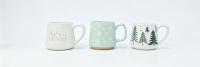 China Soft Mint Green Winter Christmas Ceramic Mugs Set, Minimal Pine Tree & Snowflake Holiday Coffee Cups, Merry Xmas Forest Seasonal Drinkware Gift for sale