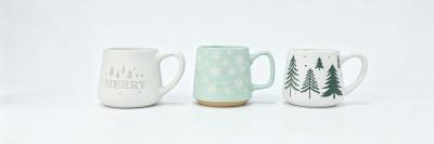 China Soft Mint Green Winter Christmas Ceramic Mugs Set, Minimal Pine Tree & Snowflake Holiday Coffee Cups, Merry Xmas Forest Seasonal Drinkware Gift for sale