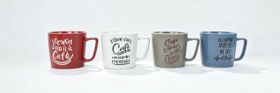 China 4 Pack Spanish Slogan Coffee Ceramic Mugs, Glossy Colorful Tea Cups with Spanish Cafe Text, Funny Latin Quote Drinkware for Coffee Lovers Office Home Gift for sale