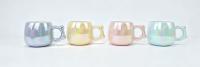 China 4 Pack Holographic Rainbow Ceramic Coffee Mugs, Cute Bear Shaped Handle Bubble Cups, Shiny Iridescent Glaze Tea Cups for Home Decor & Holiday Gift for sale