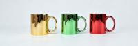 China 6 Pack Electroplated Mirror Ceramic Coffee Mugs, Shiny Metallic Reflective Tea Cups, Rainbow Pastel & Christmas Gold Green Red Sets, Sublimation Blank Drinkware for DIY & Gift for sale