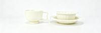 China 3 Colors Vintage Ruffled Ceramic Tea Cup Set, Wavy Edge Coffee Mug + Fluted Dessert Bowl with Matching Saucer, Elegant Afternoon Tea Tableware Gift Set for sale