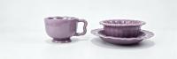 China 3 Colors Vintage Ruffled Ceramic Tea Cup Set, Wavy Edge Coffee Mug + Fluted Dessert Bowl with Matching Saucer, Elegant Afternoon Tea Tableware Gift Set for sale