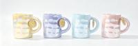 China Pastel Iridescent Hammered Texture Ceramic Mugs, Large Chunky Round Handle Coffee Cups, Shiny Rainbow Glaze Water Mugs for Coffee Tea Milk, Aesthetic Home Decor Gift Mugs for sale