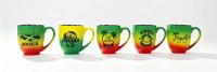 China amaica Rasta Gradient Ceramic Coffee Mugs, Green Yellow Red Reggae Themed Souvenir Tea Cups with Palm Tree One Love Graphic, Caribbean Travel Gift Porcelain Mugs for sale
