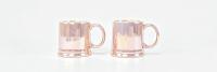 China Metallic Rose Gold Ceramic Mugs Set of 2, Cursive 