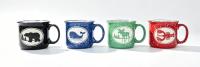 China 4 Pack Speckled Camping Mugs, Rustic Wildlife Animal Ceramic Camp Cups with Bear, Whale, Moose, Lobster Print, Outdoor Adventure Cabin Coffee Mugs Set for sale