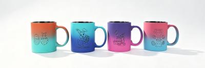 China 4 Pack Gradient Easter Bunny Ceramic Mugs, Color Ombre Easter Egg Rabbit Print Coffee Cups with Black Interior, Spring Holiday Decor Tea Mugs Set for Easter Gift for sale