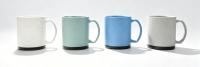 China 4 Pack Speckled Ceramic Coffee Mugs with Matte Black Bottom Trim, Cream White Mint Sky Blue Speckled Stoneware Tea Cups, Rustic Farmhouse Drinkware for Daily Use & Gift for sale