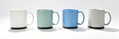 China 4 Pack Speckled Ceramic Coffee Mugs with Matte Black Bottom Trim, Cream White Mint Sky Blue Speckled Stoneware Tea Cups, Rustic Farmhouse Drinkware for Daily Use & Gift for sale