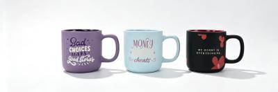 China 3 Pack Funny Sassy Quote Matte Ceramic Mugs, Purple Light Blue Black Motivational Humor Coffee Cups with Contrast Interior, Novelty Slogan Tea Mug Gift Set for Women & Friends for sale