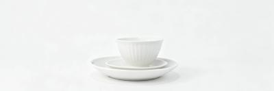 China 3 Piece Fluted White Porcelain Tea Cup Saucer Plate Set, Vertical Ribbed Single Serving Teacup Combo, Minimalist Pure White Ceramic Tableware for Afternoon Tea & Home Decor Gift for sale