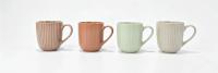 China 4 Pack Vertical Fluted Pastel Earth Tone Ceramic Mugs, Embossed Ribbed Neutral Matte Coffee Cup Set, Warm Terracotta Sage Cream Textured Tea Mugs for Farmhouse Kitchen Decor & Housewarming Gift for sale