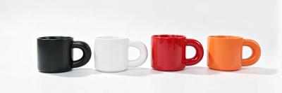 China 4 Pack Chunky Big Ring Handle Solid Color Ceramic Mugs, Short Wide Monochrome Gloss Coffee Cups, Modern Minimalist Bubble Loop Tea Mug Set for Home Decor & Family Gift for sale