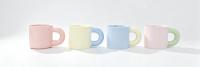 China 4 Pack Two-Tone Chunky Bubble Ring Handle Ceramic Mugs, Pastel Macaron Contrast Color Short Wide Coffee Cups, Cute Kawaii Doughnut Loop Tea Mug Set for Teen Bedroom Decor & Girls Gift for sale