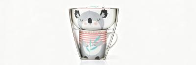 China Koala Cartoon Ceramic Mug & Bowl Gift Set with Display Sleeve, Cute Animal Eucalyptus Print Breakfast Combo, Ready-to-Gift Kids Tableware Set for Baby Shower & Girl Birthday for sale