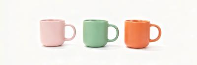 China 6 Pack Speckled Matte Pastel Ceramic Mugs, Short Wide Belly Solid Color Coffee Cups, Modern Neutral Multi-Color Mug Set for Kitchen & Family Housewarming Gift for sale