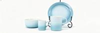 China Ombre Gradient Glaze 4-Piece Ceramic Place Setting, Pink & Sky Blue 2 Color Options, Complete Breakfast Dinnerware Set with Bowl, Small Mug, Large Mug & Dinner Plate for sale