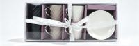 China Embossed Chevron Ceramic Mug & Saucer Gift Box Set for Couples for sale