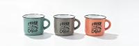 China Retro Enamel Style Ceramic Coffee Mugs 3 Pastel Color Set for sale