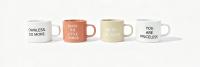 China Minimalist Positive Quote Short Ceramic Mugs 4-Piece Neutral Tone Set for sale