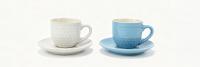 China 3D Embossed Dot Ceramic Cup & Saucer 2-Color Matching Gift Set for sale