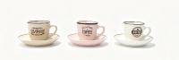 China Vintage Coffee Letter Ceramic Cup & Saucer 3-Color Matching Set for sale