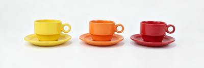 China Sunset Gradient Stacked Ceramic Cup & Saucer 3-Color Matching Gift Set for sale