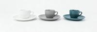 China Matte Solid Color Mini Ceramic Cup & Saucer 3 Neutral Tone Set for sale