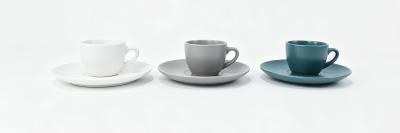 China Matte Solid Color Mini Ceramic Cup & Saucer 3 Neutral Tone Set for sale