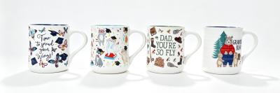 China Themed Occasion Cartoon Graphic Ceramic Mugs 4-Piece Assortment Set for sale