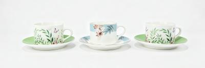 China Chinese Ink Wash Floral Bone China Cup & Saucer 3-Style Afternoon Tea Set for sale