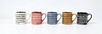 China Vintage Premium Coffee Typography Ceramic Mugs 5-Color Full Collection for sale