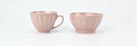 China Vintage Fluted Ceramic Mug and Bowl Set, Matte Glaze Breakfast Cup & Cereal Bowl, Pumpkin Ribbed Tableware for Coffee, Oatmeal, Soup for sale