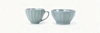 China Vintage Fluted Ceramic Mug and Bowl Set, Matte Glaze Breakfast Cup & Cereal Bowl, Pumpkin Ribbed Tableware for Coffee, Oatmeal, Soup for sale