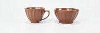 China Vintage Fluted Ceramic Mug and Bowl Set, Matte Glaze Breakfast Cup & Cereal Bowl, Pumpkin Ribbed Tableware for Coffee, Oatmeal, Soup for sale