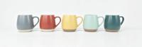 China Two-Tone Matte Bulbous Ceramic Coffee Mugs, Color Matching Handle Large Belly Solid Tea Cups for sale