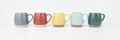 China Two-Tone Matte Bulbous Ceramic Coffee Mugs, Color Matching Handle Large Belly Solid Tea Cups for sale