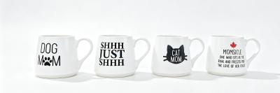 China Funny Slogan Wide Belly White Ceramic Mugs, Pet Mom & Ice Hockey Mom Quote Printed Coffee Tea Cups for sale