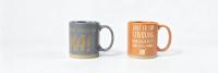China Norwegian Humorous Quote Two-Tone Ceramic Mugs, Raw Clay Base Nordic Knitting Themed Coffee Tea Cups for sale