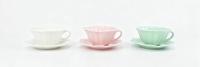 China 3 Sets Flower Shaped Ceramic Tea Cup & Saucer, Pastel Macaron Petal Porcelain Coffee Mug for Afternoon Tea & Wedding Gift for sale