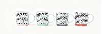 China 4 Pack Black Polka Dot Ceramic Coffee Mugs, Modern Color Block Base Tea Cups for Kitchen & Gift for sale