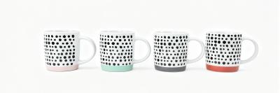 China 4 Pack Black Polka Dot Ceramic Coffee Mugs, Modern Color Block Base Tea Cups for Kitchen & Gift for sale