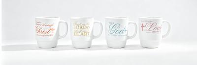 China 4 Pack Inspirational Quote Ceramic Coffee Mugs, White Faith-Based Phrase Tea Cups for Home & Gifting for sale