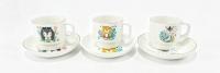 China 3 Sets Kids Cartoon Animal Ceramic Cup & Saucer, Jungle Creature Stackable Breakfast Mugs for Children Gift for sale