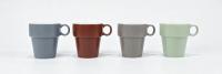 China 4 Pack Stackable Two-Tone Ceramic Coffee Mugs, Minimalist Pastel Solid Color Tea Cups for Kitchen & Housewarming Gift for sale